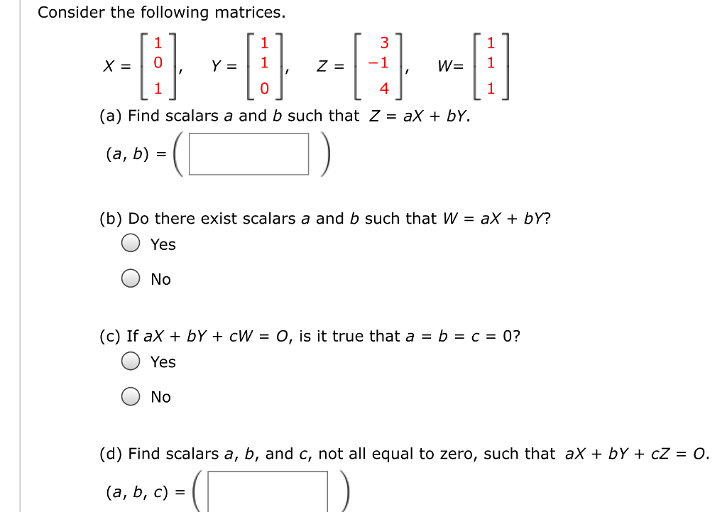 Solved Consider the following matrices. 3 0 4 (a) Find | Chegg.com