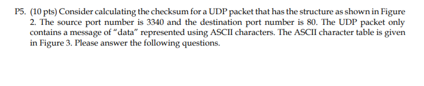 (Solved) : P5 10 Pts Consider Calculating Checksum Udp Packet Structure ... (Solved) : P5 10 Pts Consider Calculating Checksum Udp Packet Structure ...