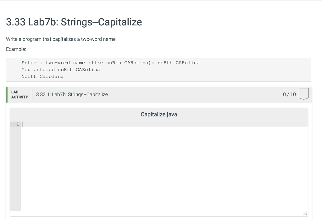 Solved 3.33 Lab7b: Strings-Capitalize Write a program that | Chegg.com