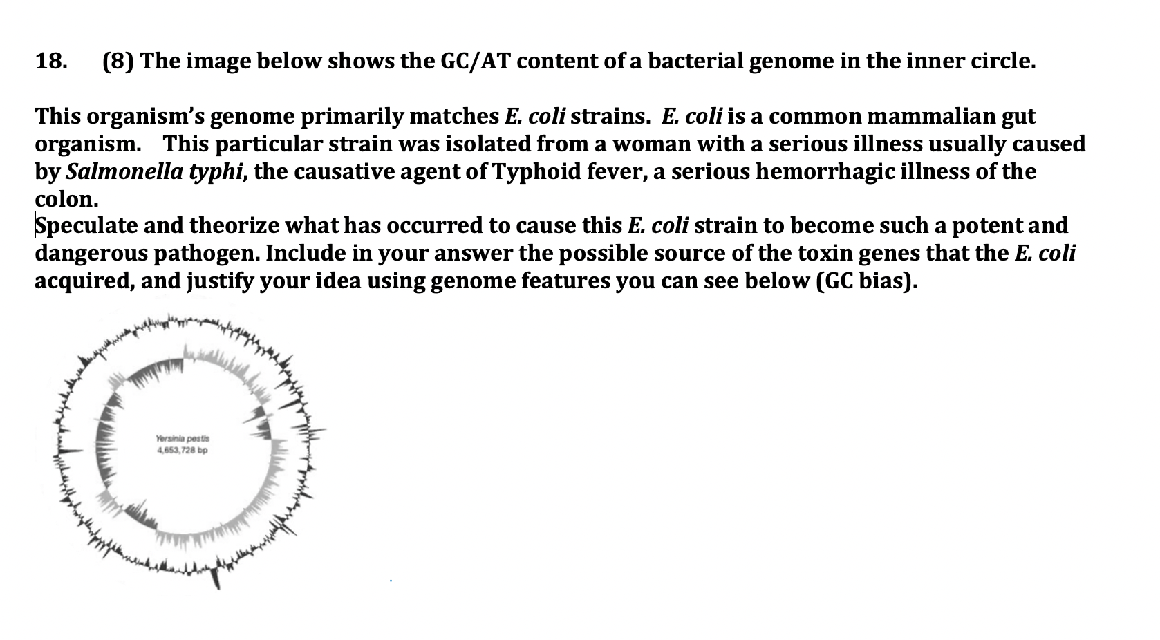 Solved 18. (8) The image below shows the GC/AT content of a | Chegg.com