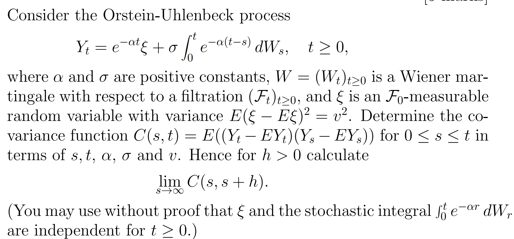 - е S, - t>, = Consider the Orstein-Uhlenbeck process | Chegg.com