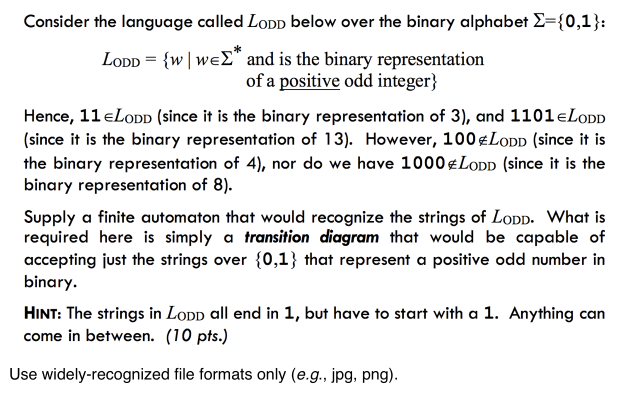 Solved Consider The Language Called Lodd Below Over The 