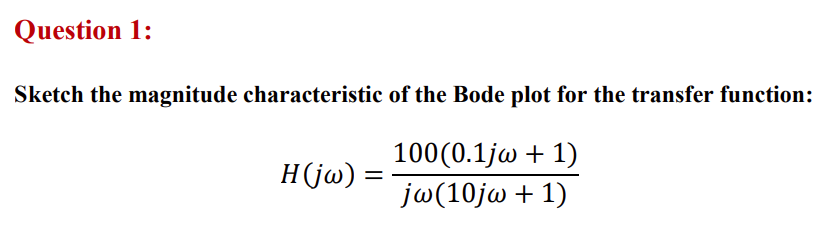 Solved Sketch the magnitude characteristic of the Bode plot | Chegg.com