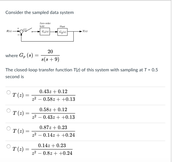 Consider the sampled data system Zero-order hold Mant | Chegg.com