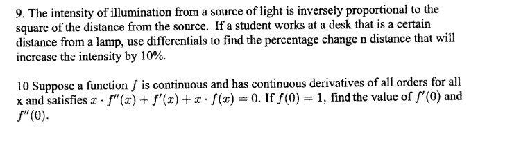 Solved 9. The intensity of illumination from a source of | Chegg.com