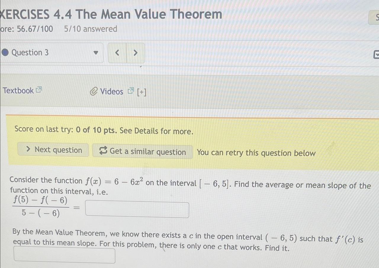 Solved XERCISES 4.4 The Mean Value Theorem ore: | Chegg.com