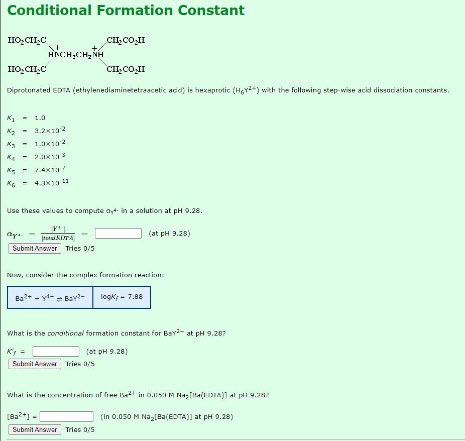 Solved Conditional Formation Constant HO, CH2C CH,CO2H | Chegg.com