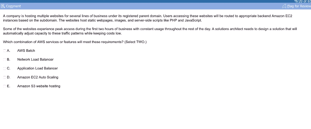 Solved Comment 20 of 6! Flag for Review A company is hosting | Chegg.com