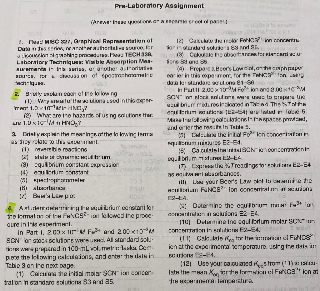 Solved Pre-Laboratory Assignment (Answer these questions on | Chegg.com