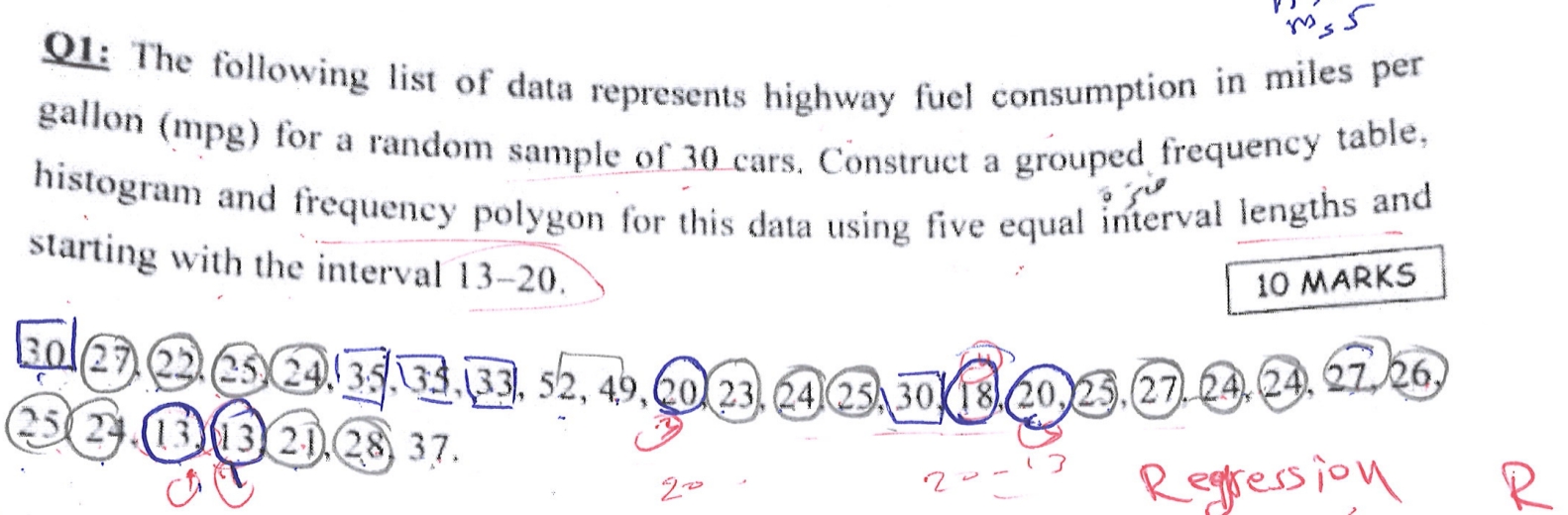 Solved by an EXPERT Q1: The following list of data represents highway | Chegg.com