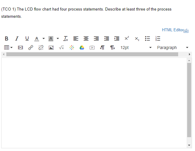Solved (TCO 1) The LCD flow chart had four process | Chegg.com