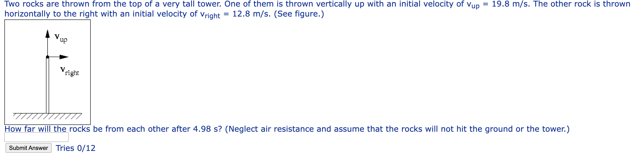 Solved Two rocks are thrown simultaneously from the top of a | Chegg.com