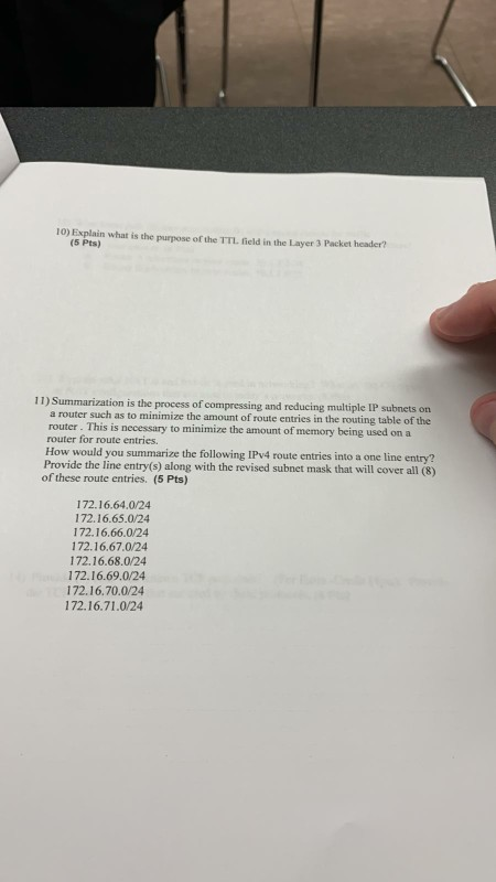 Solved 10) Explain what is the purpose of the TTL field in | Chegg.com