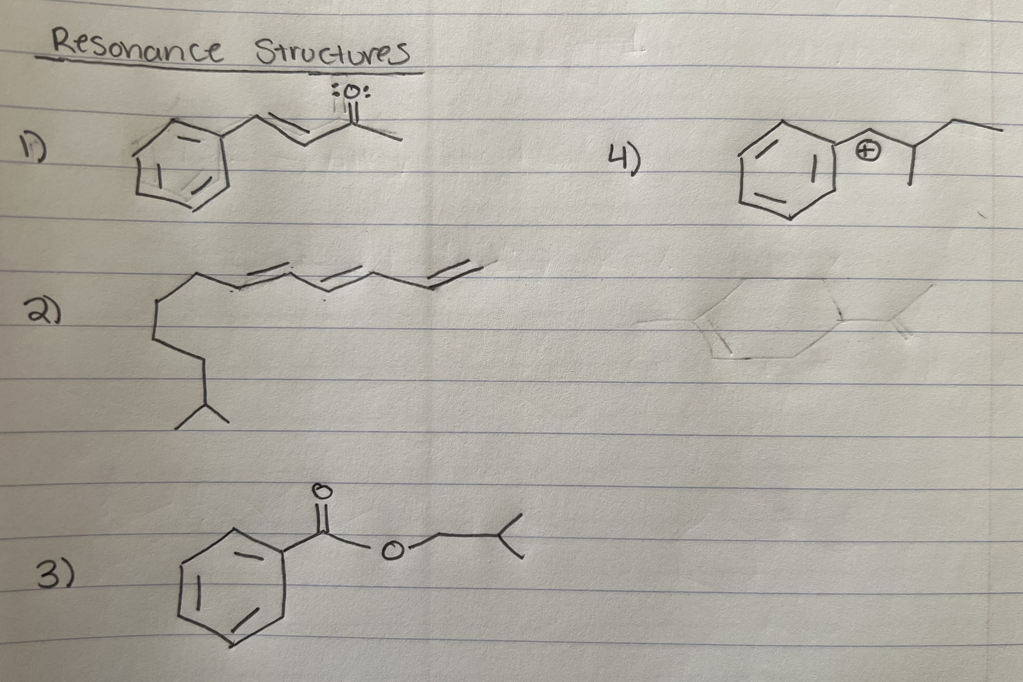 Solved Resonance Structures 4) 2) 3) | Chegg.com