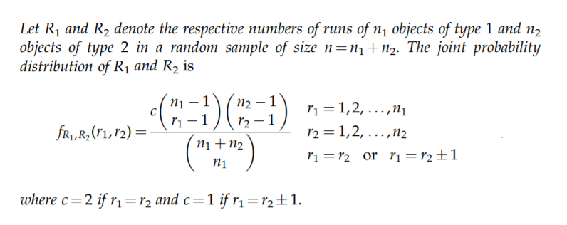 Solved Let Rį and R2 denote the respective numbers of runs | Chegg.com