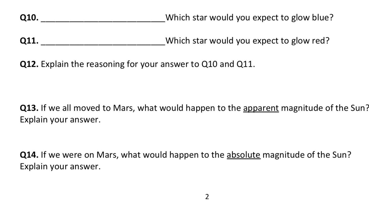 Solved Interpreting Stellar Data Use the table below and | Chegg.com
