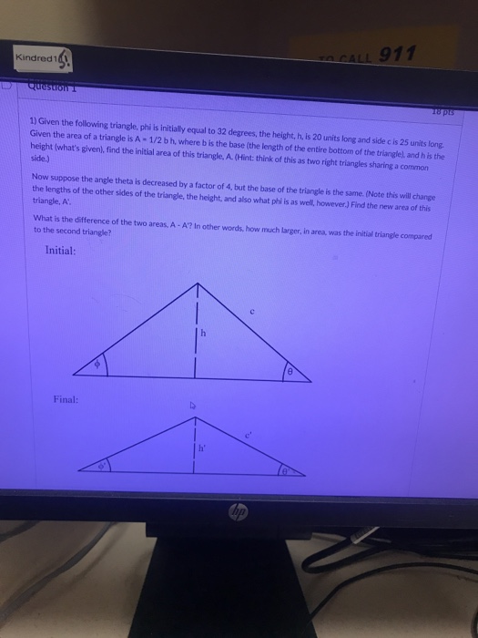 Solved given the following triangle, phi is initially equal | Chegg.com