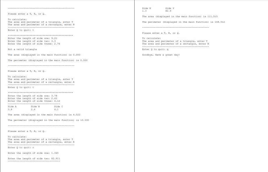 Solved COP 3014 - program 5 - area and perimeter calculator | Chegg.com