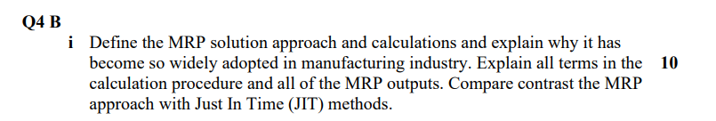 Solved i Define the MRP solution approach and calculations | Chegg.com
