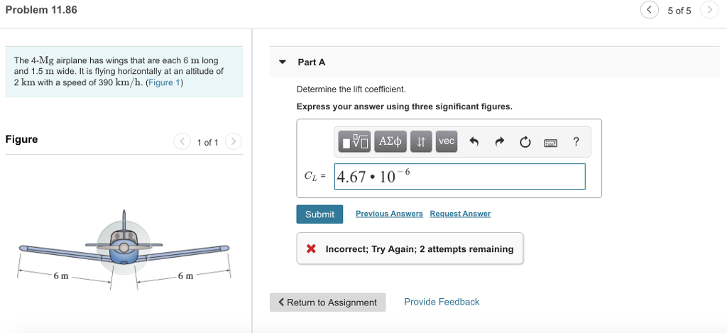 Solved The 4-Mg airplane has wings that are each 6 m long | Chegg.com