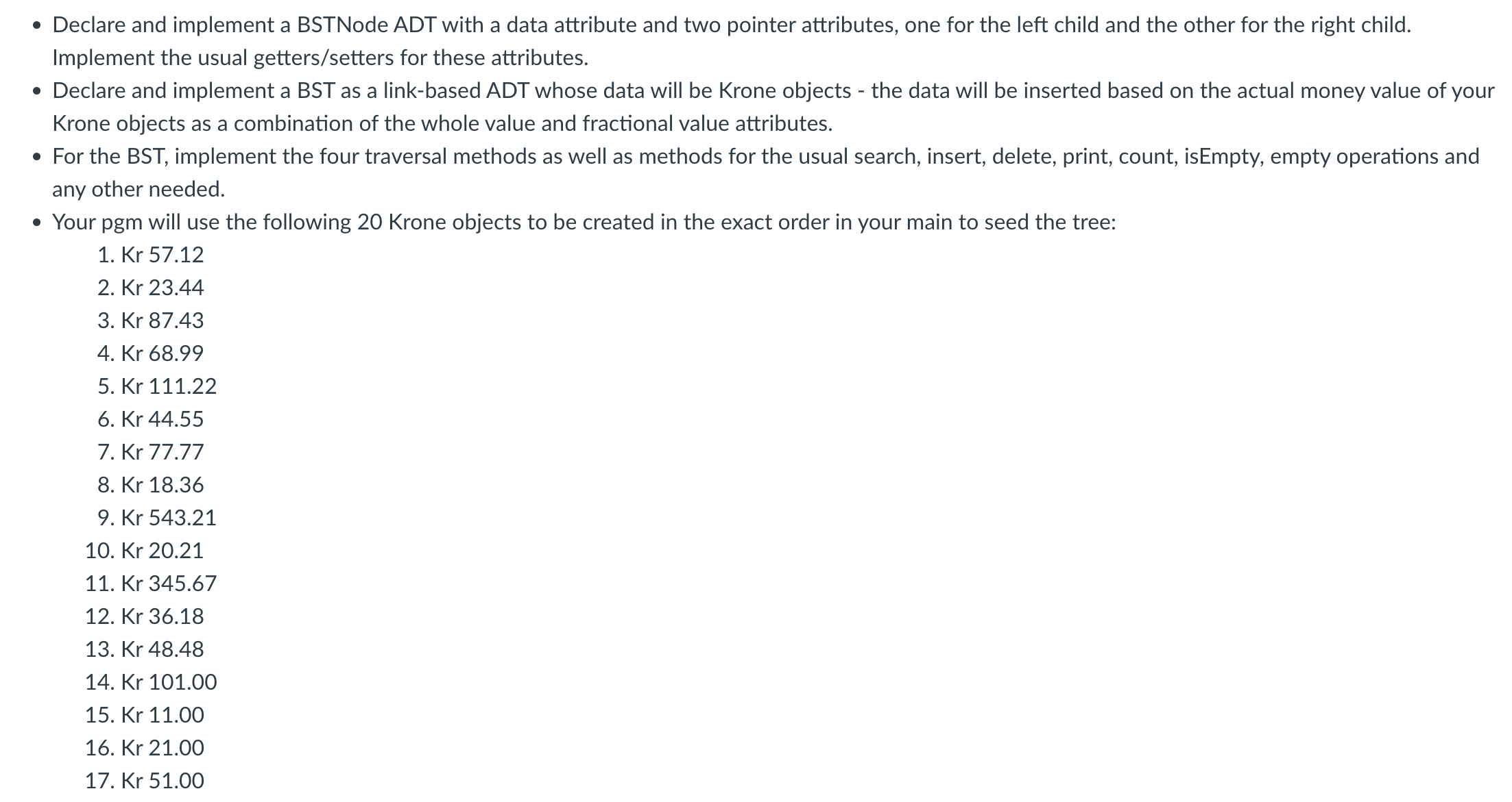 Solved Declare And Implement A Bstnode Adt With A Data 4251