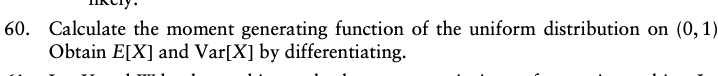 Solved 60. Calculate the moment generating function of the | Chegg.com