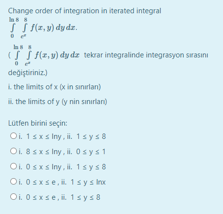 Solved Change order of integration in iterated integral | Chegg.com
