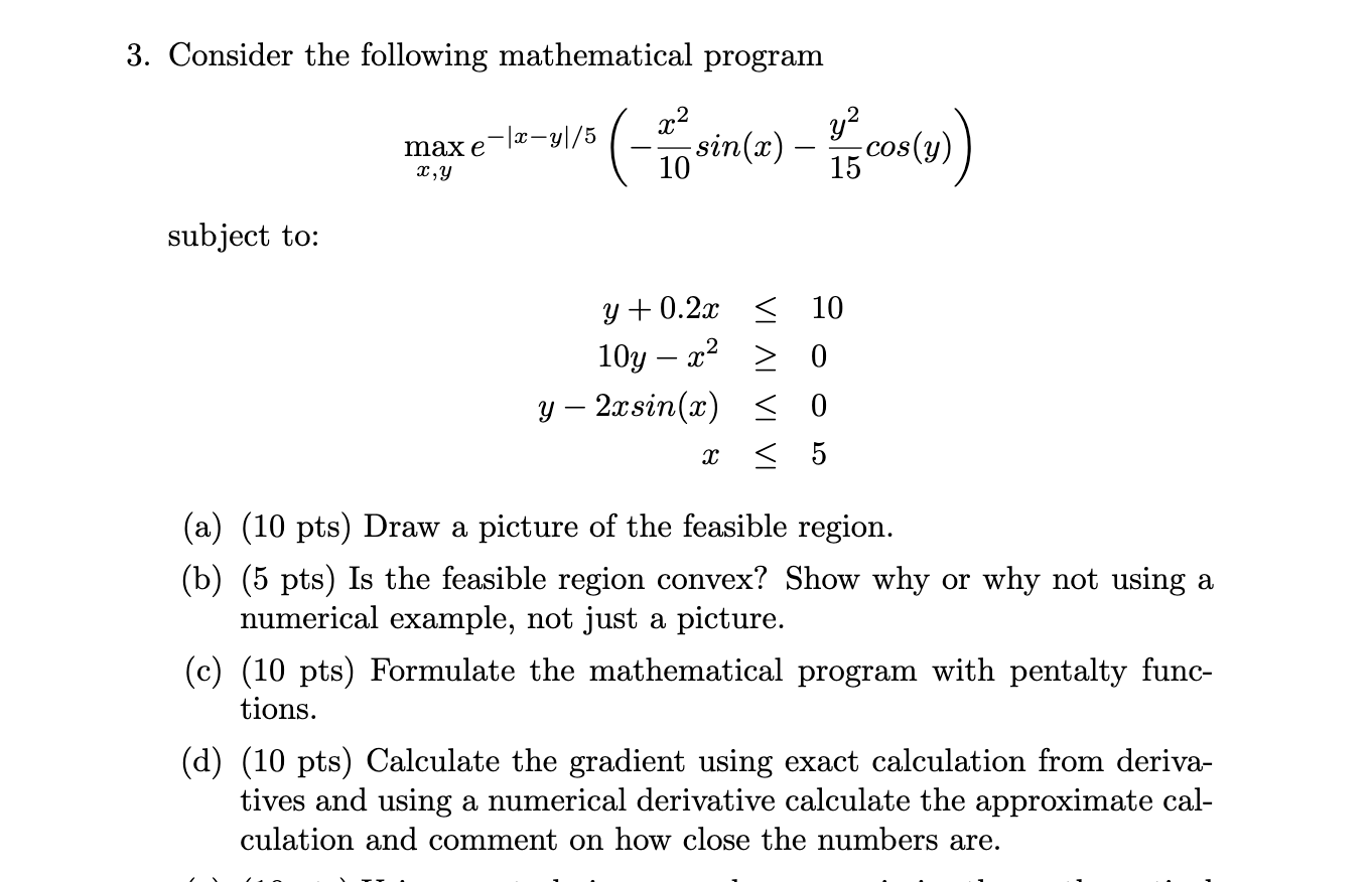 Solved 3. Consider the following mathematical program | Chegg.com