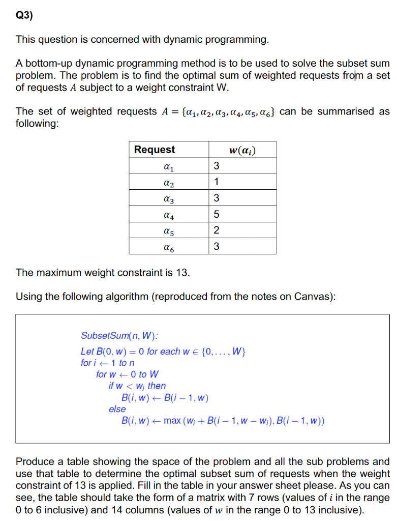 Solved Q3) This question is concerned with dynamic | Chegg.com