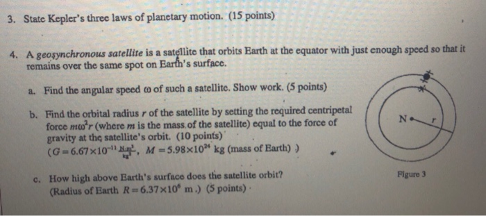 Solved 3. State Kepler's three laws of planetary motion. (15 | Chegg.com