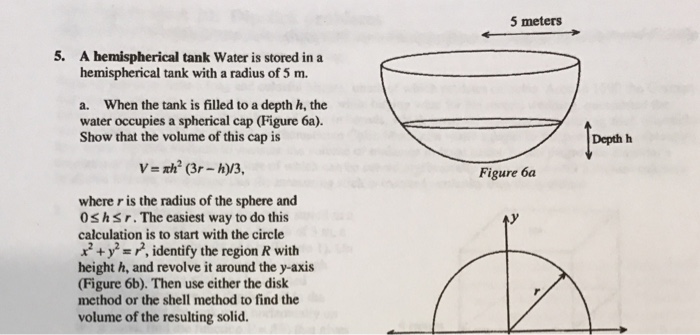 Solved A hemispherical tank Water is stored in a | Chegg.com
