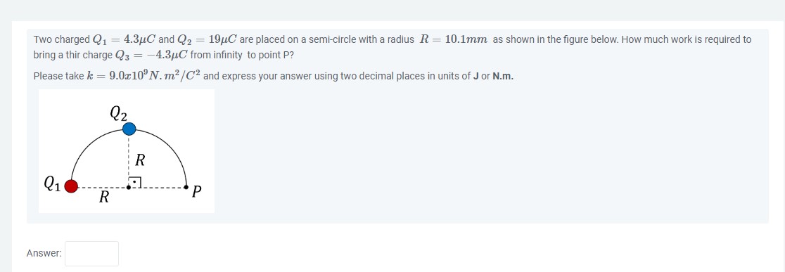 Solved Two charged \\( Q_{1}=4.3 \\mu \\mathrm{C} \\) and | Chegg.com