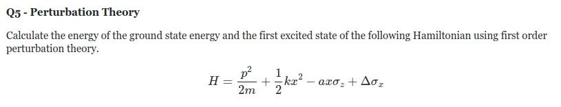 Solved 05 - Perturbation Theory Calculate the energy of the | Chegg.com