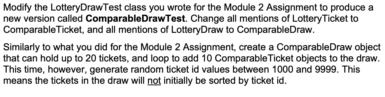 Solved Create a new version of the LotteryTicket class you | Chegg.com