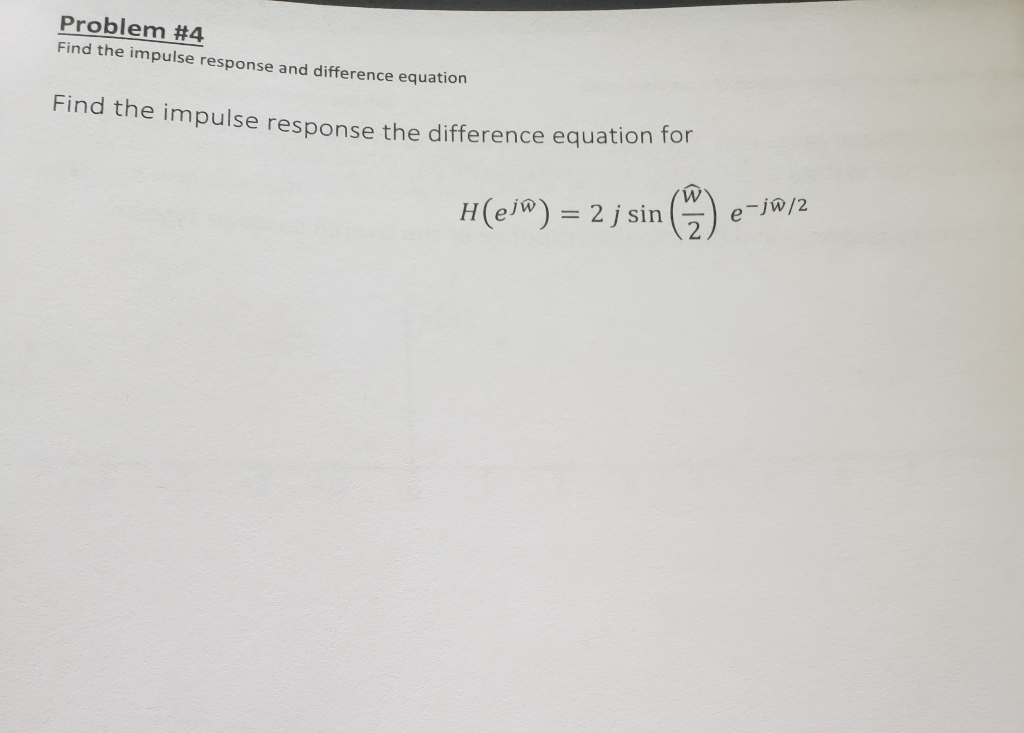 Solved Find the impulse response the difference equation for | Chegg.com