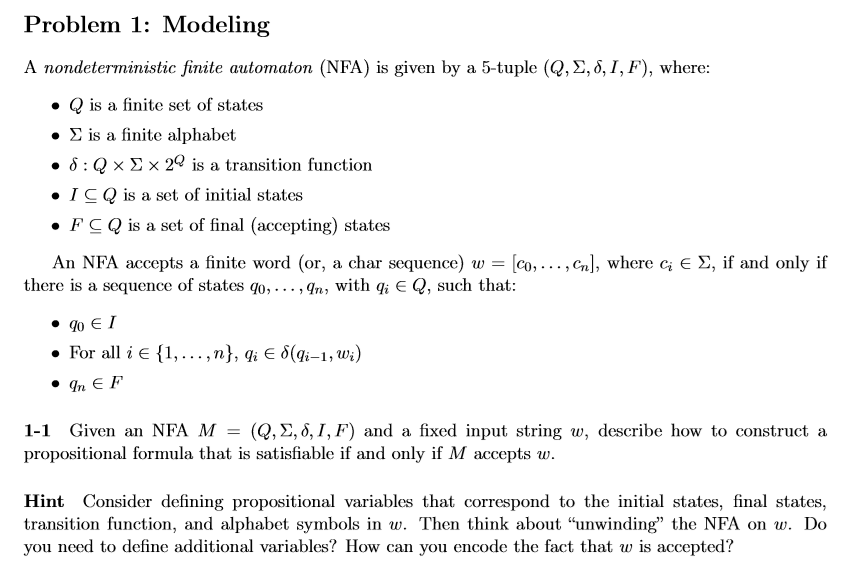 Solved Problem 1: Modeling A nondeterministic finite | Chegg.com