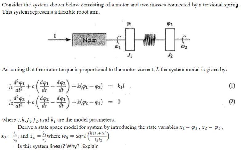 Solved Consider the system shown below consisting of a motor | Chegg.com