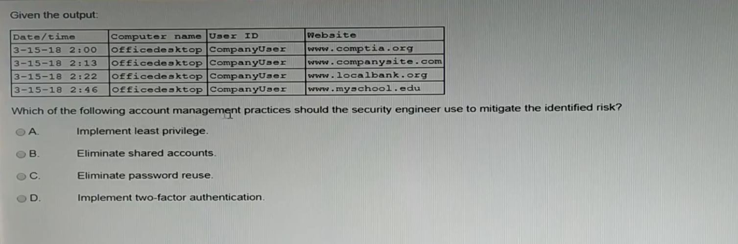 Solved Given the output: Date/time Computer name User IDA | Chegg.com