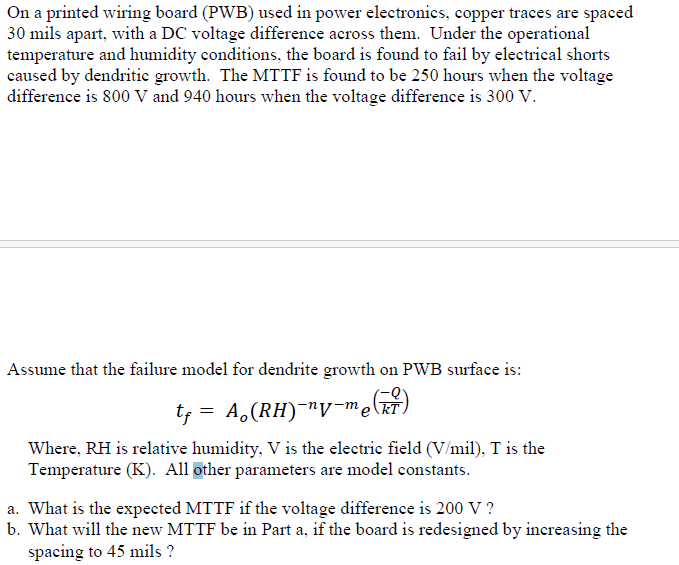 Solved On a printed wiring board (PWB) ﻿used in power | Chegg.com