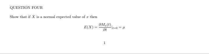 Solved QUESTION FOUR Show that if X is a normal expected | Chegg.com