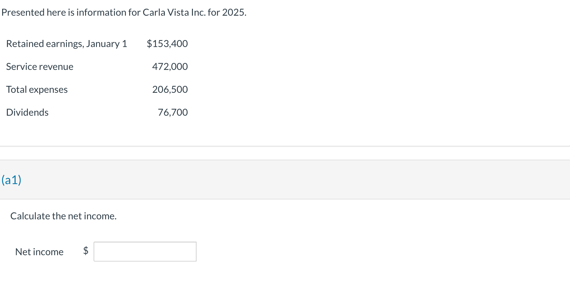 Solved Presented here is information for Carla Vista Inc. | Chegg.com