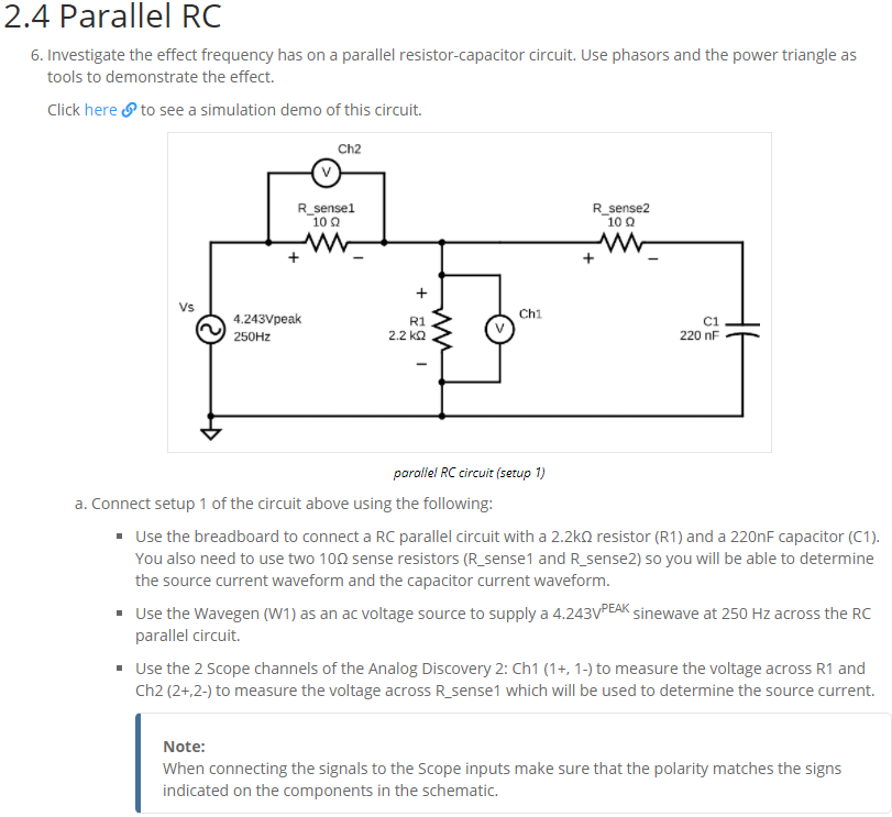 2.4 Parallel RC 6. Investigate the effect frequency | Chegg.com