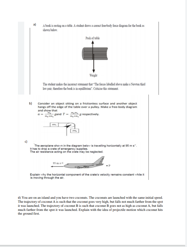 Solved a) A book is resting on a table. A student draws a | Chegg.com