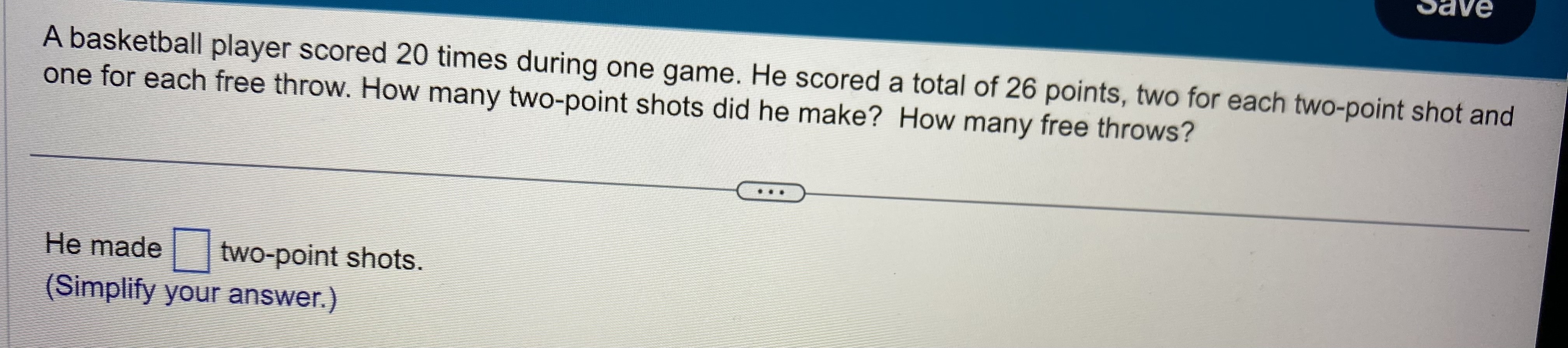 Solved A basketball player scored 20 times during one game. | Chegg.com