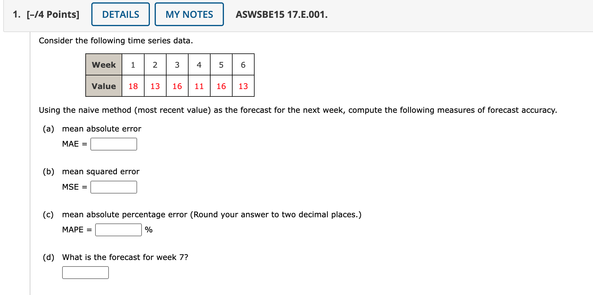 Solved [-/4 Points] ASWSBE15 17.E.001. Consider the | Chegg.com