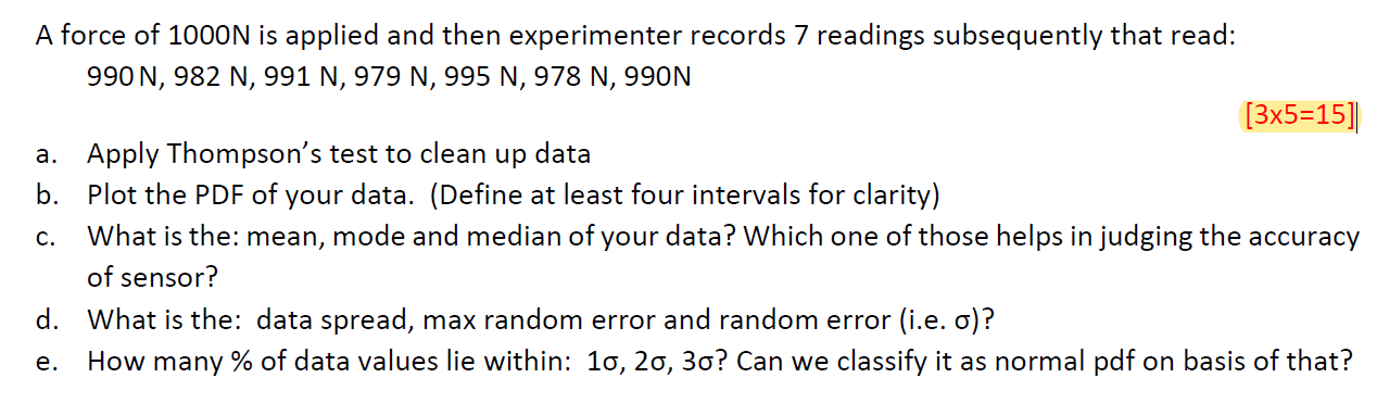 A force of 1000N is applied and then experimenter | Chegg.com
