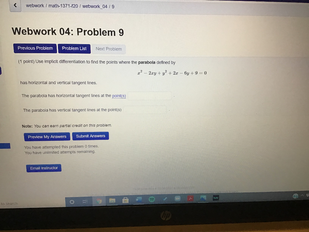 Solved webwork / math-1371-f20 / webwork_04 / 9 Webwork 04: | Chegg.com