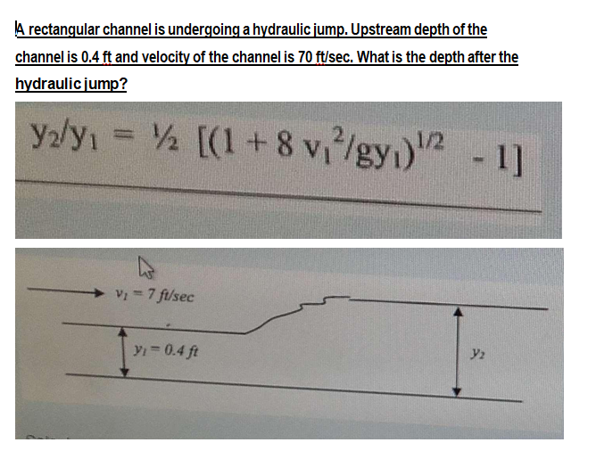 Solved a rectangular channel is undergoing a hydraulic jump | Chegg.com