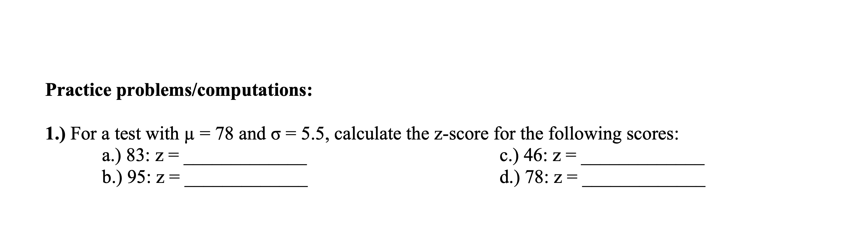 Solved Practice problems/computations: 1.) For a test with u | Chegg.com