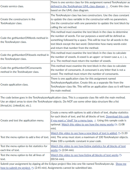 Solved There is one service class for this assignment named | Chegg.com